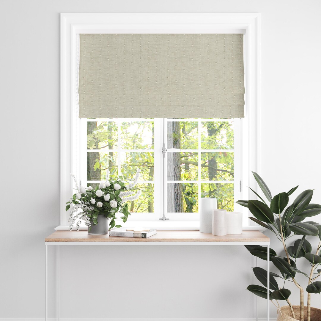 Embroidered Dots Faux Roman Shades | Custom Curtains - Lined - Fake ...