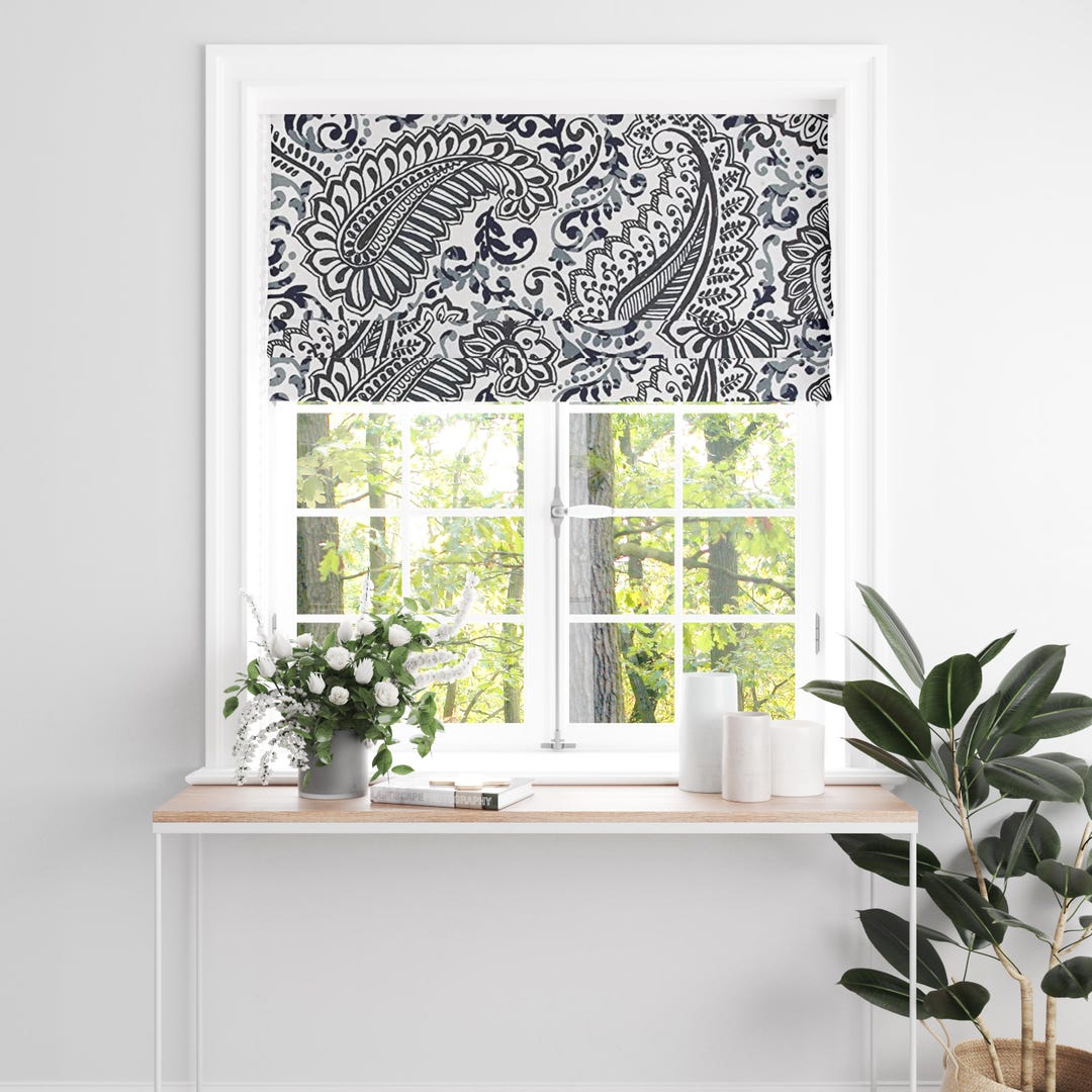 Paisley Roman Shade Valance: Shannon Ecru Decorative Window Treatment ...