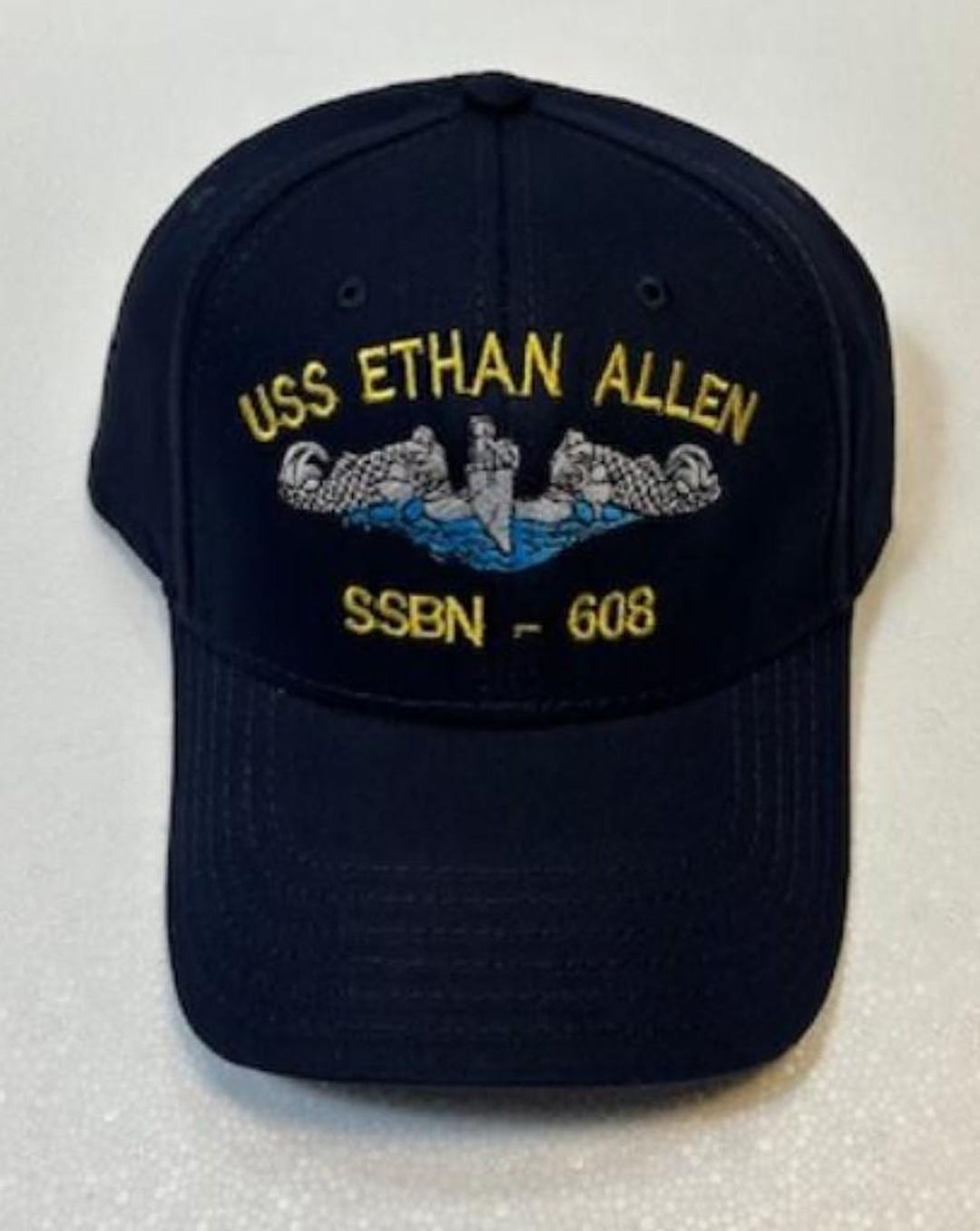 USS Ethan Allen SSBN 608 Embroidered Ball Cap Submarine Enlisted Silver ...