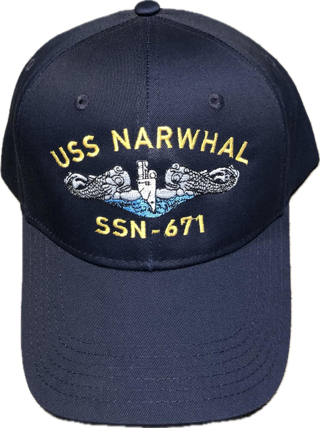 USS Narwhal SSN 671 Embroidered Ball Cap Submarine Enlisted Silver ...