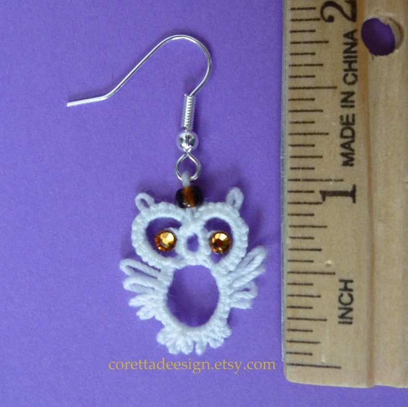 Tatted Owl Earrings | Etsy