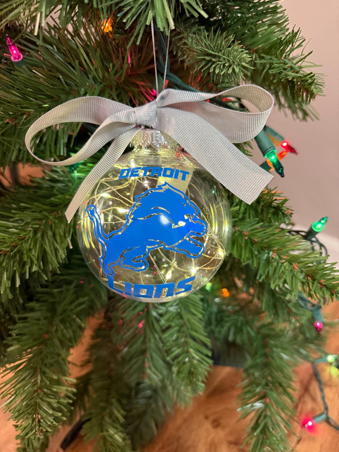 Detroit Lions Christmas Ornament With Lights Detroit Lions Ornament ...
