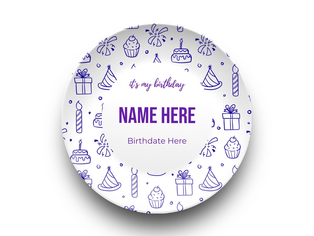 Purple Birthday Plate, Custom Kids Birthday Dish, Personalized Keepsake ...