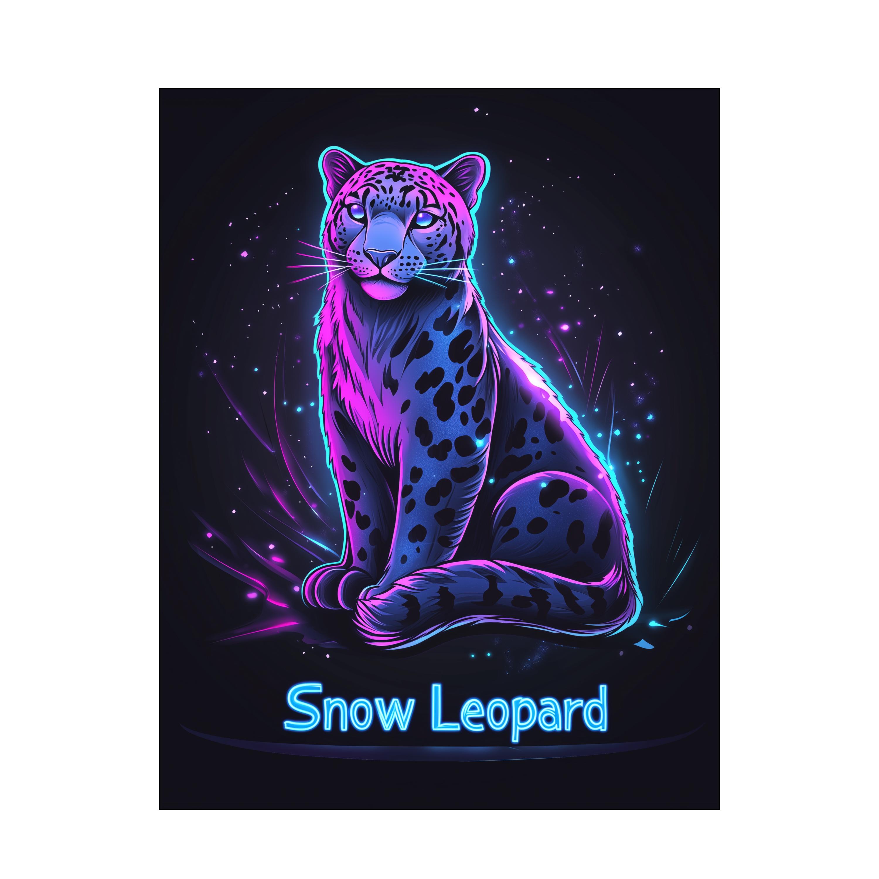 Unique Snow Leopard Poster in Neon Lighting With Snow Leopard Text ...