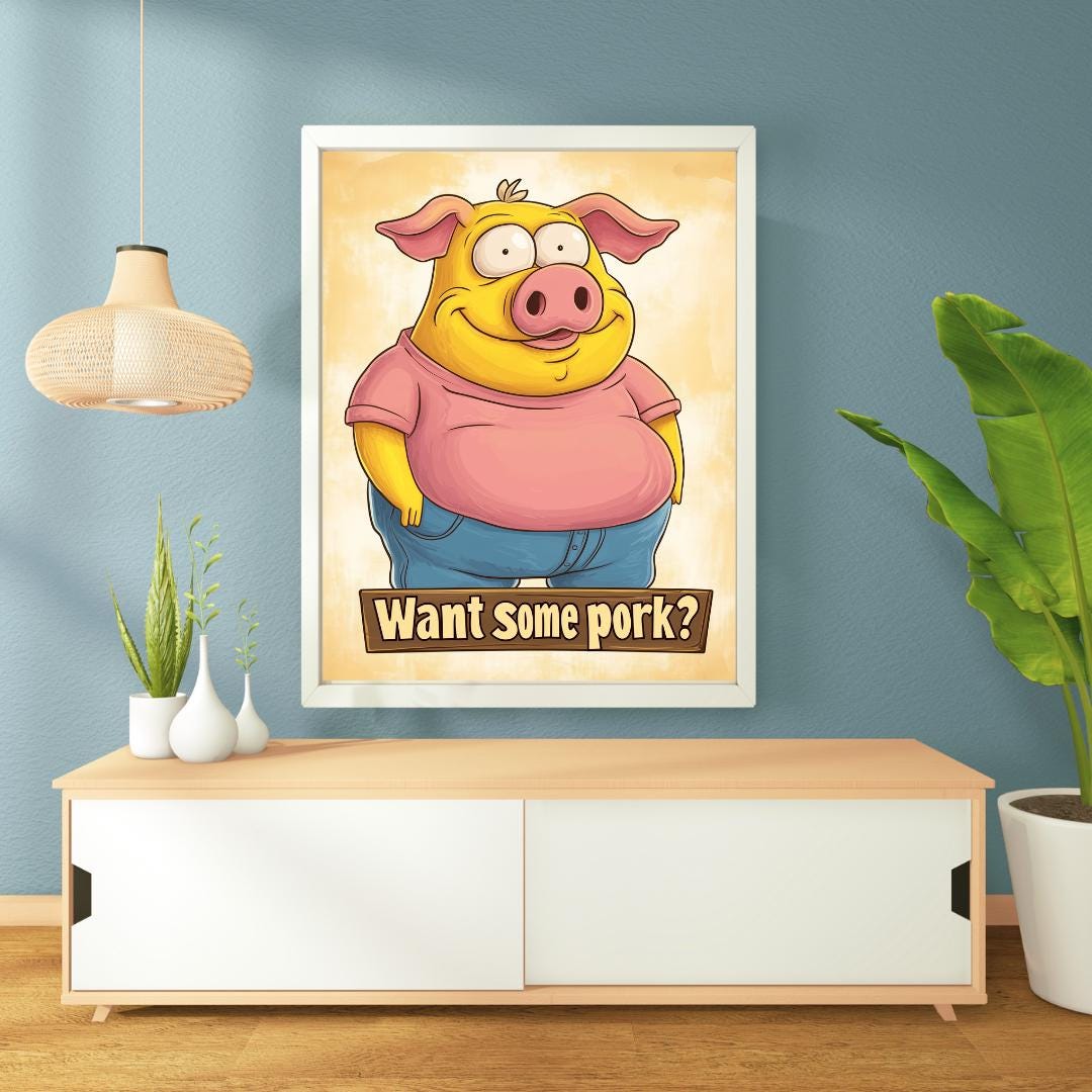 Unique Funny Simpsons Pig Postercartoon Pig Print Animal Wall Art ...