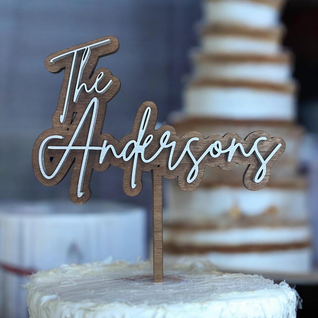 Rustic Personalized Cake Topper, Custom Script Wedding Cake Topper, Mr ...