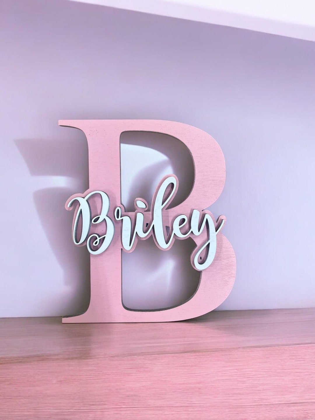Wooden Initial Sign, Personalized Name Sign, Custom Wooden Wall Hanging ...