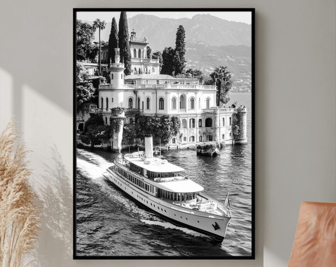 Yacht and Villa Art, Vintage Boat Poster, Aesthetic Wall Art, Old Money ...