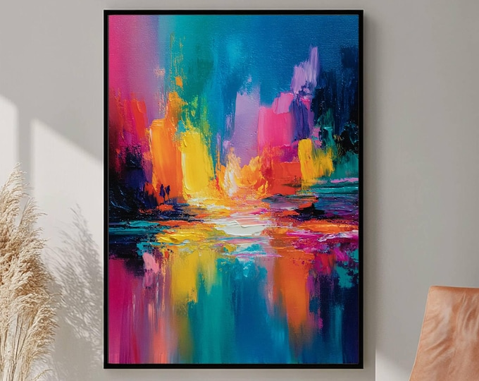 Abstrakte Malerei, großer abstrakter Druck, abstrakte Wandkunst, bunte ...