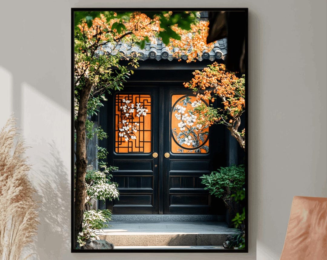 Japanese Door Art, Asian Aesthetic Decor, Cultural Poster, Digital ...