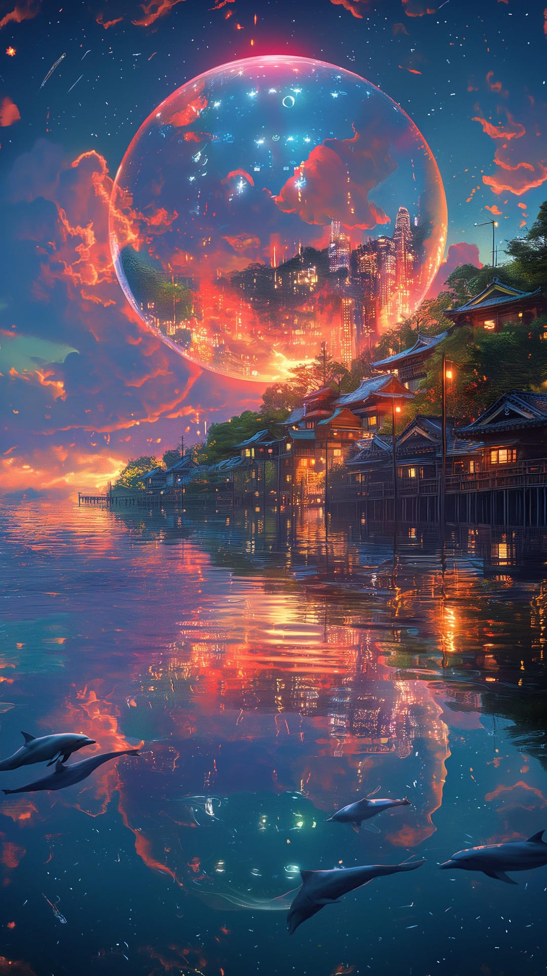 Floating Glass Bubble With Miniature City Mobile Wallpaper, Surreal ...