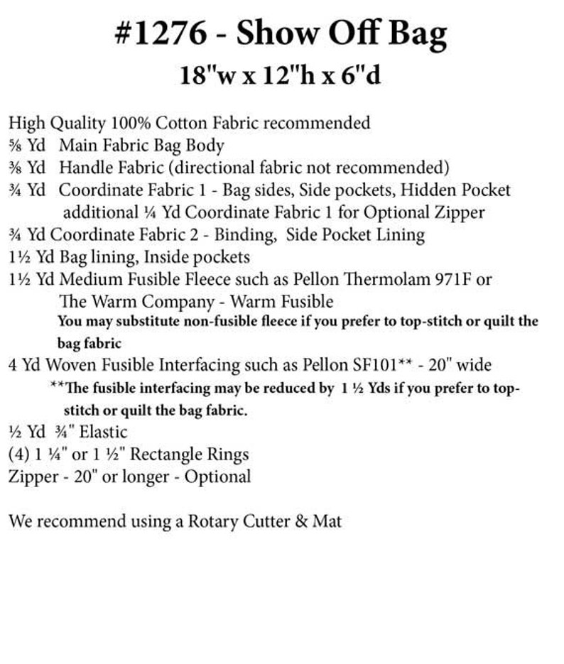 Show off Bag PDF - Etsy