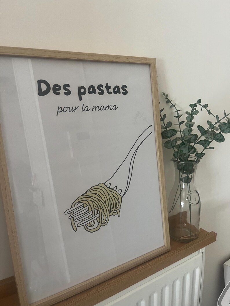 “pasta for Mama” Poster | French Food Poster | Minimalist Kitchen Decor ...