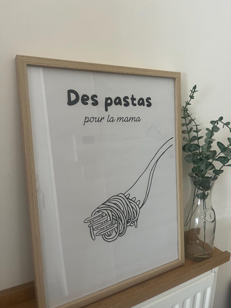 “pasta for Mama” Poster | French Food Poster | Minimalist Kitchen Decor ...