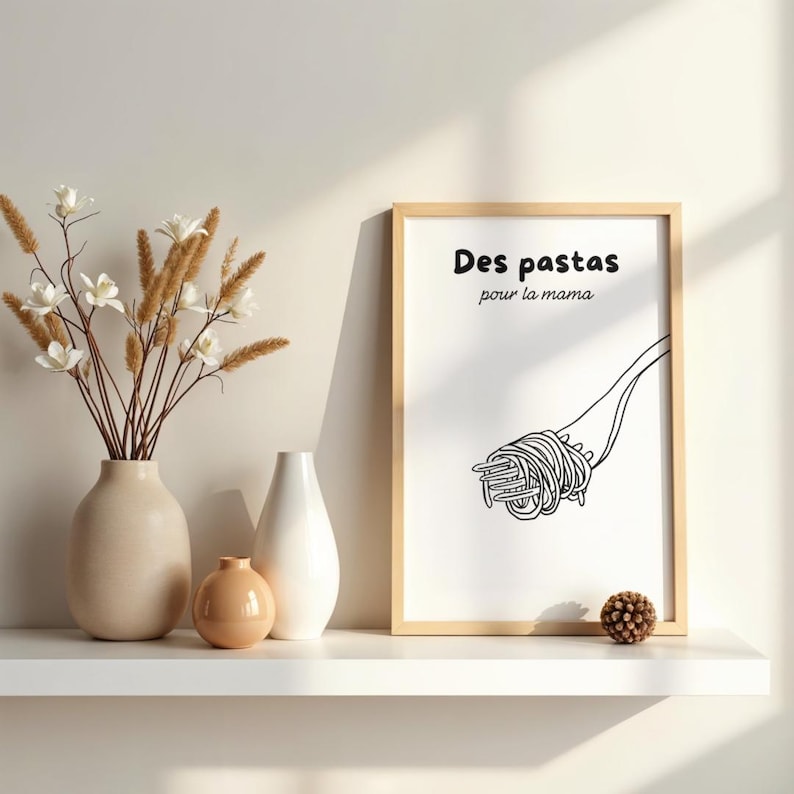 “pasta for Mama” Poster | French Food Poster | Minimalist Kitchen Decor ...
