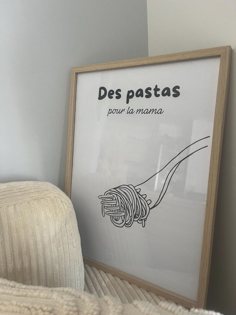 “pasta for Mama” Poster | French Food Poster | Minimalist Kitchen Decor ...