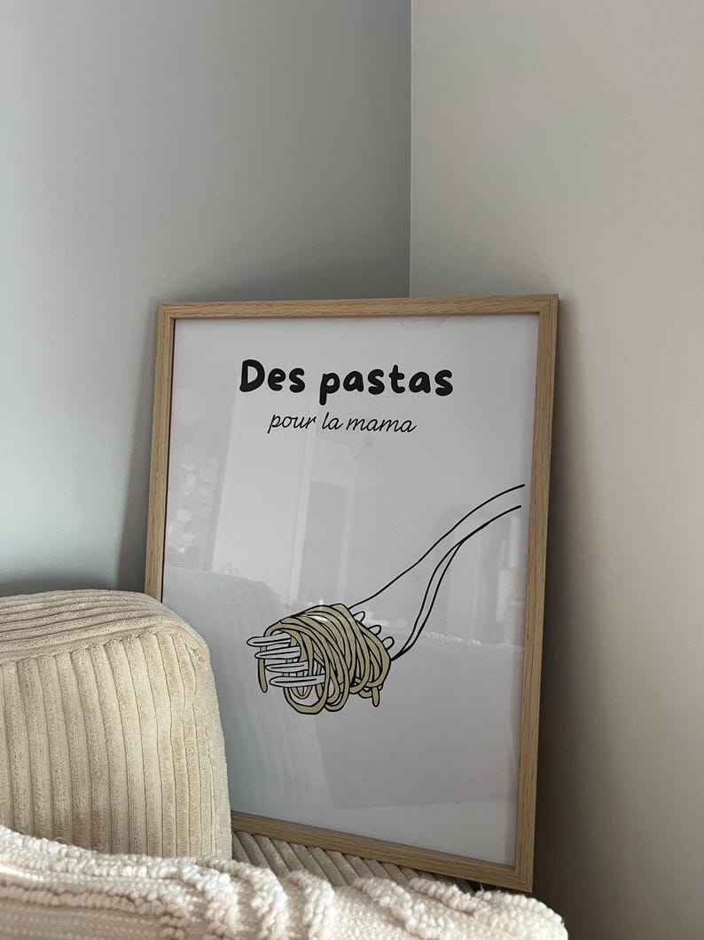 “pasta for Mama” Poster | French Food Poster | Minimalist Kitchen Decor ...