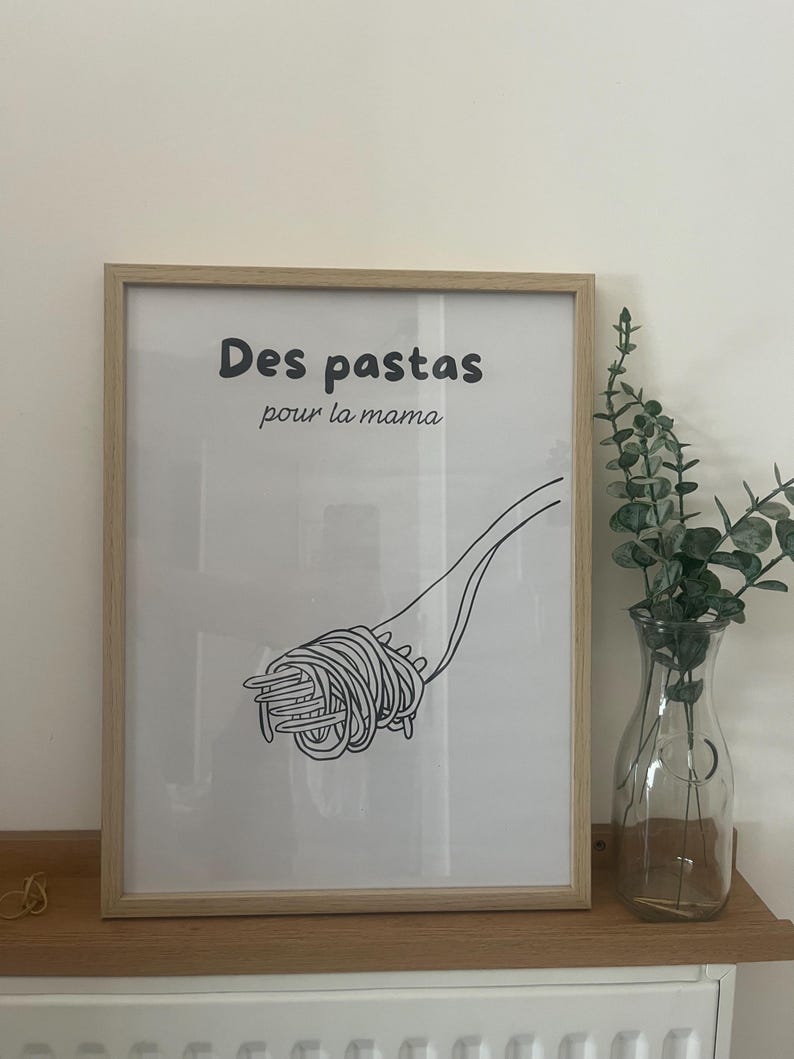 “pasta for Mama” Poster | French Food Poster | Minimalist Kitchen Decor ...