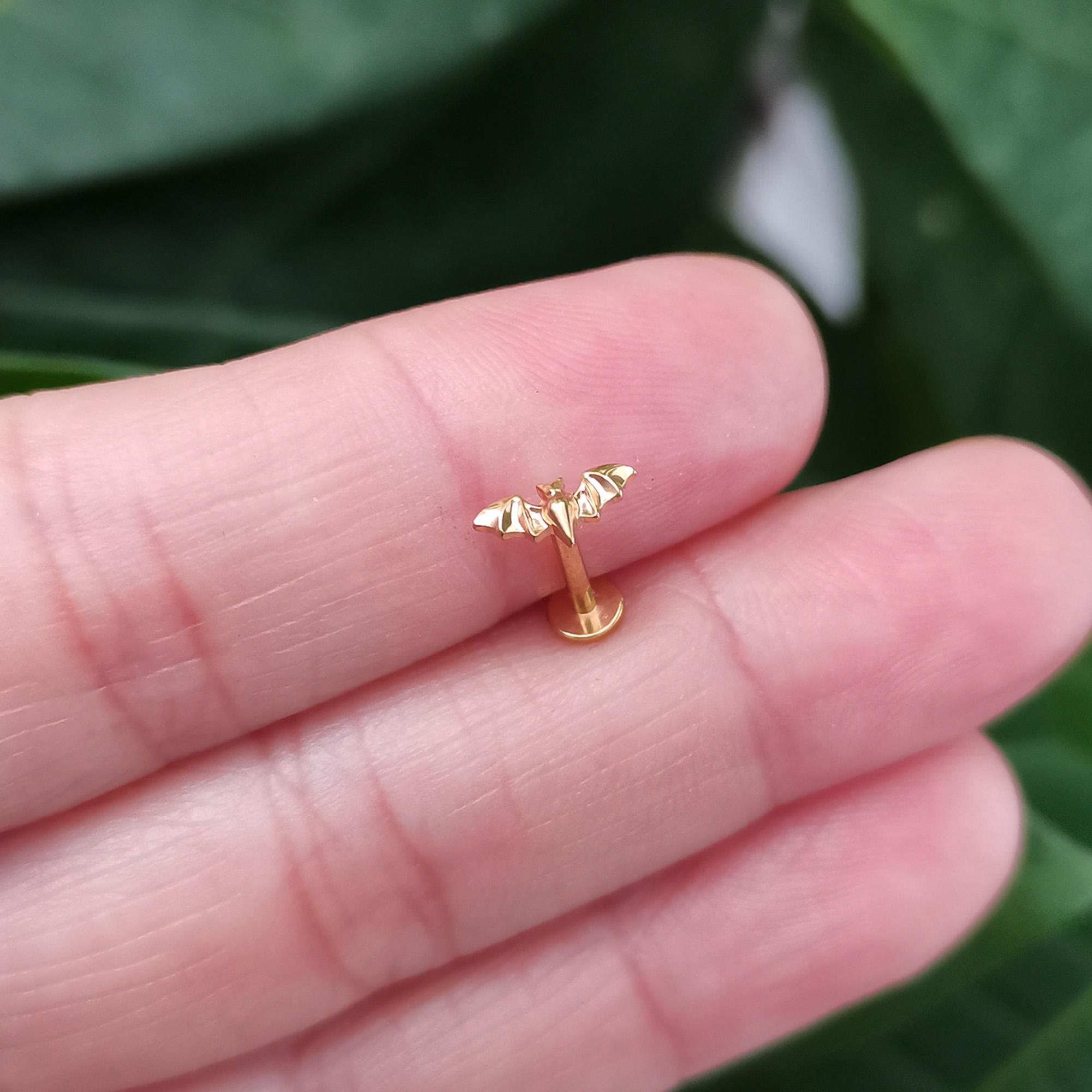 16G 18G 20G Titanium Bat Threadless Push Pin Labret, Flat Back Earring ...