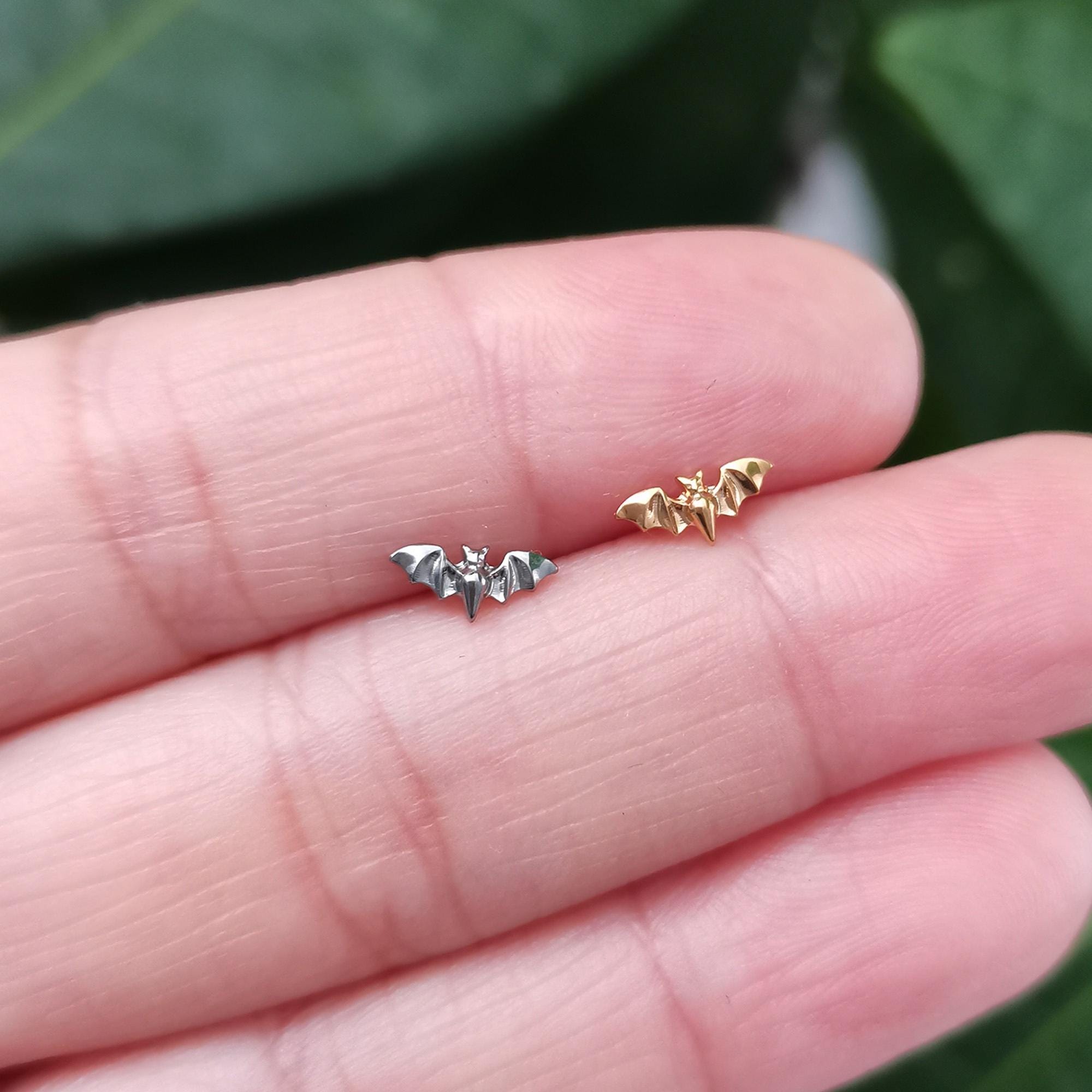 16G 18G 20G Titanium Bat Threadless Push Pin Labret, Flat Back Earring ...
