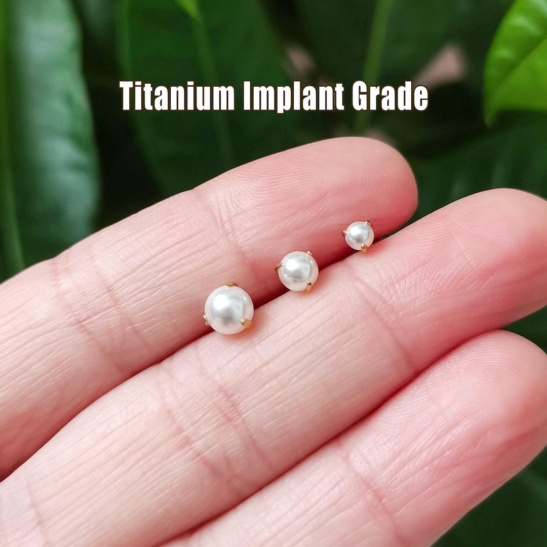 16G/18G/20G Titanium Pearl Threadless Push Pin Labret Stud, Cartilage ...