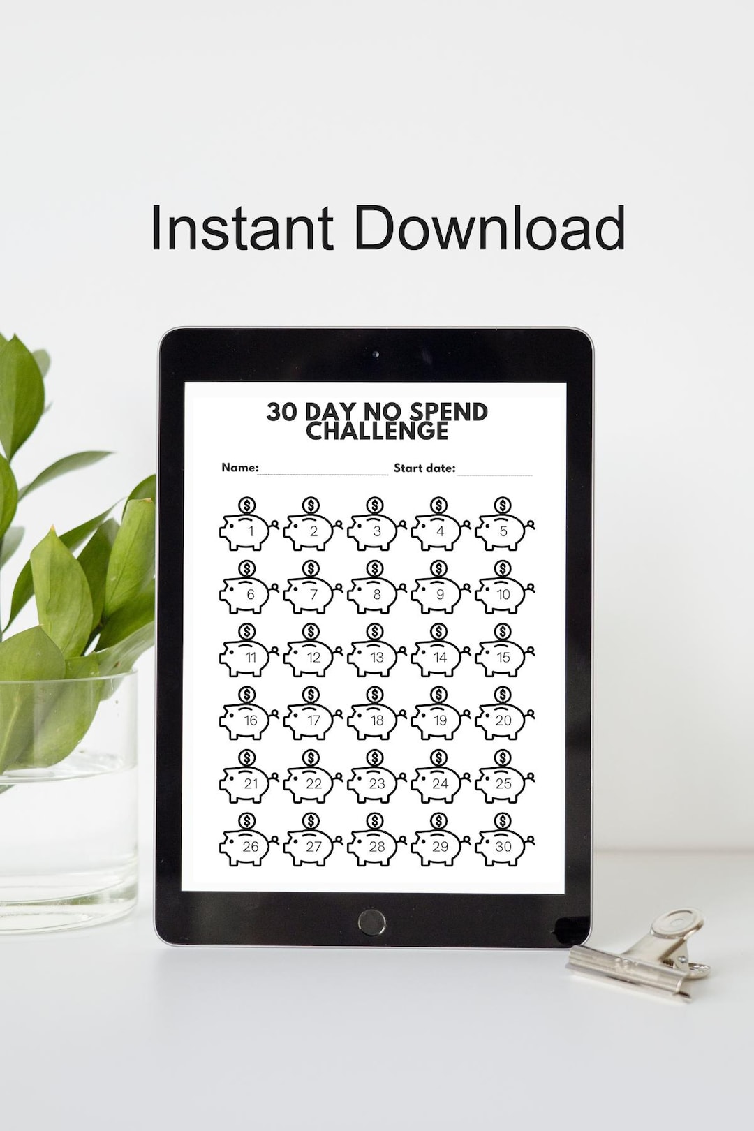 Printable 30 Day No Spend Challenge, 30 Day Goal Tracker, 30 Day ...