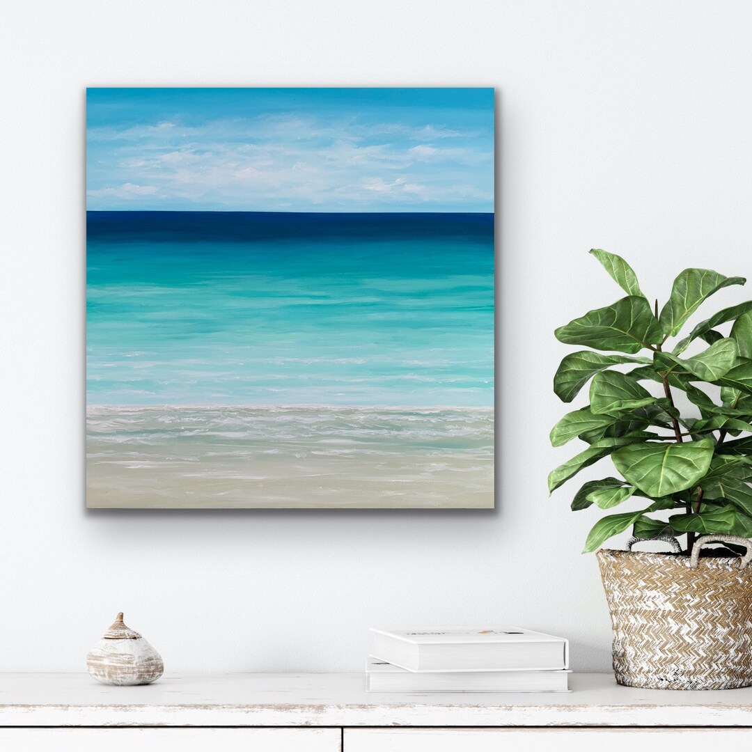 Seascape Beach Painting Modern Ocean Contemporary Art Abstract Tropical ...