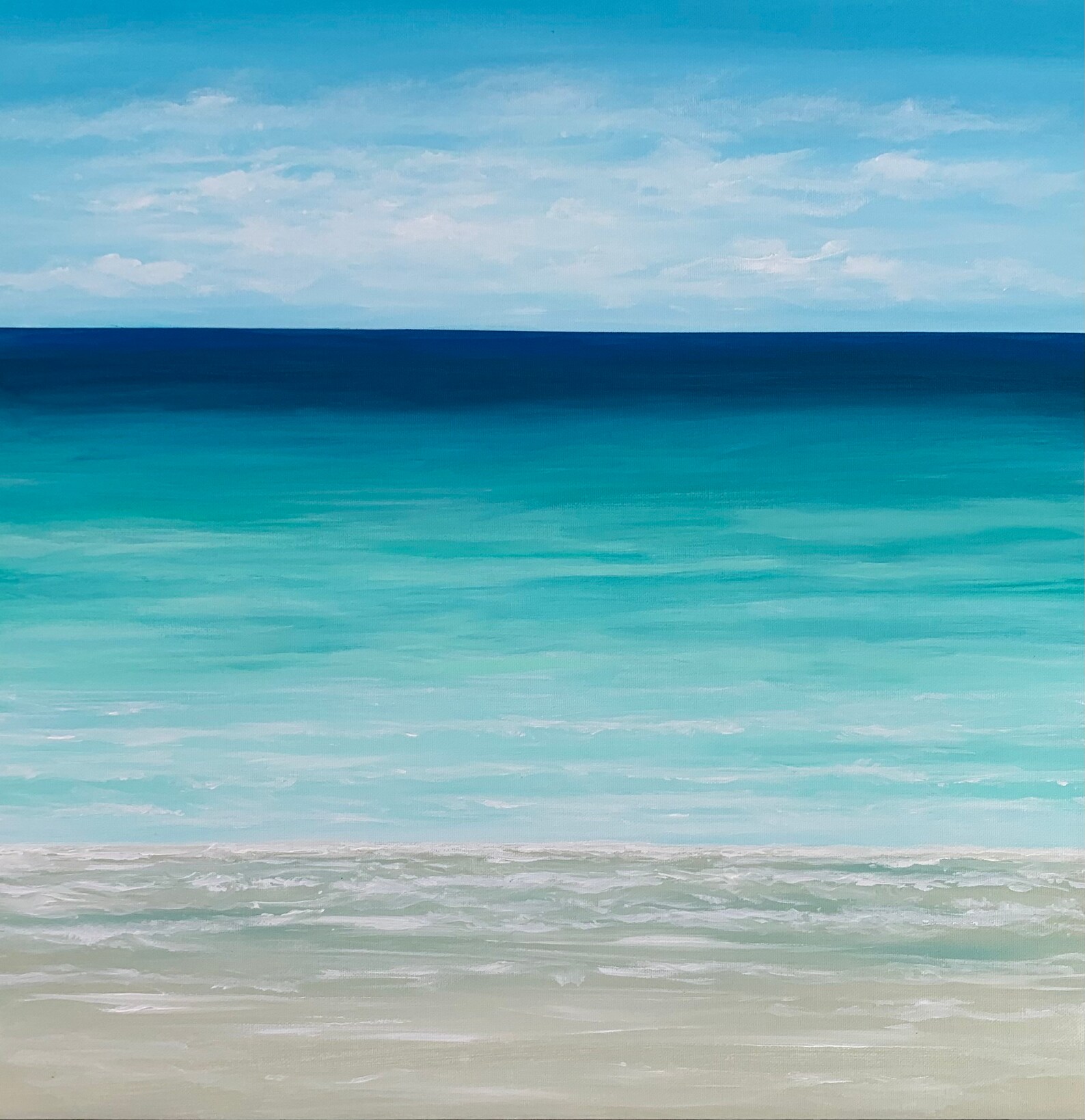 Seascape Beach Painting Modern Ocean Contemporary Art Abstract Tropical ...