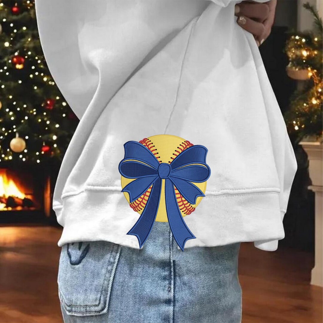 Retro Softball Bow Embroidery Design Coquette Bow Softball Embroidery ...