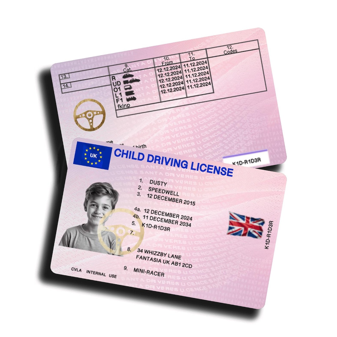 Personalized Child Drivers License ID Custom Novelty Licence Ride-on ...