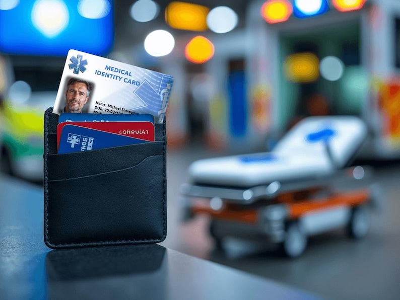 Personalized Blue Medical ID Card Emergency Allergy & Condition Alert ...