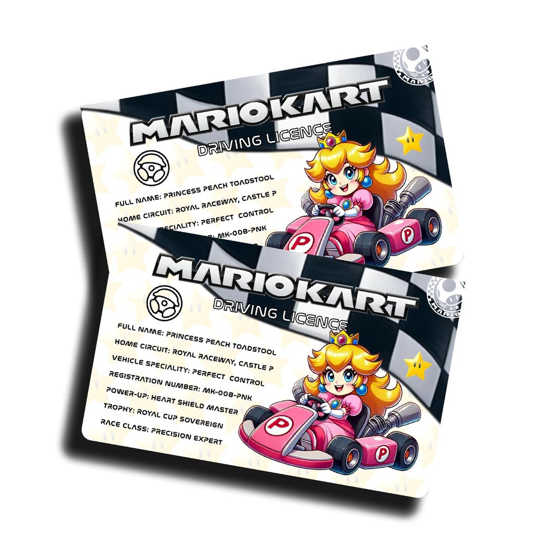 Princess Peach Mario Kart Driver's License: Cosplay Novelty ID - Etsy