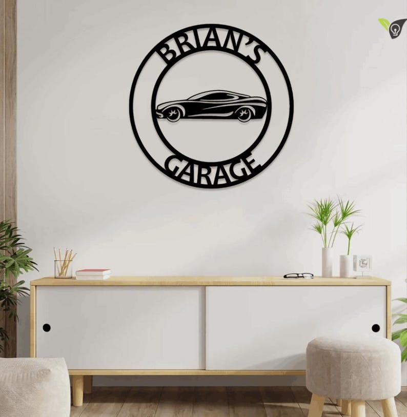 Personalized Custom Car Garage Metal Sign With LED Lights, Garage Metal ...