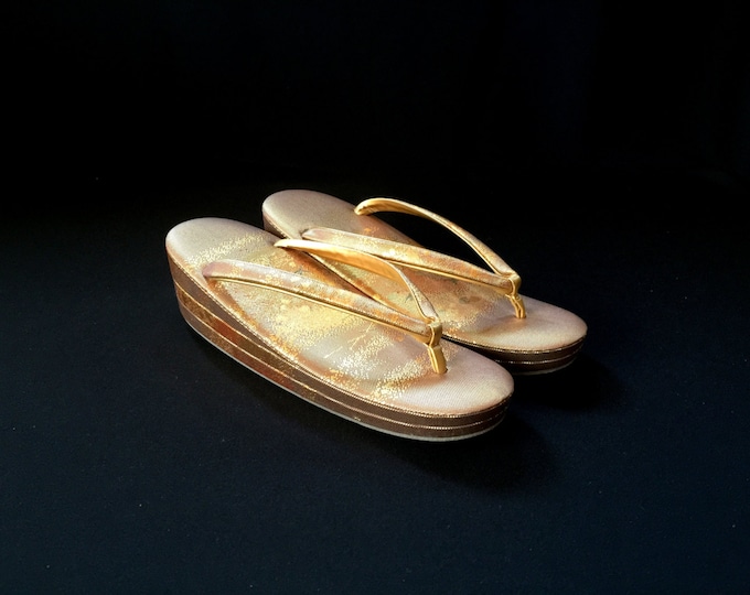 Vintage Japanese Formal Zori Sandals Gold and Multi Color Kimono Shoes ...