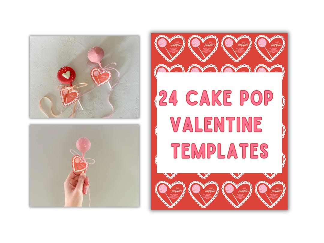 Printable Cake Pop Valentine Templates, Valentines, Cake Pop Valentine ...