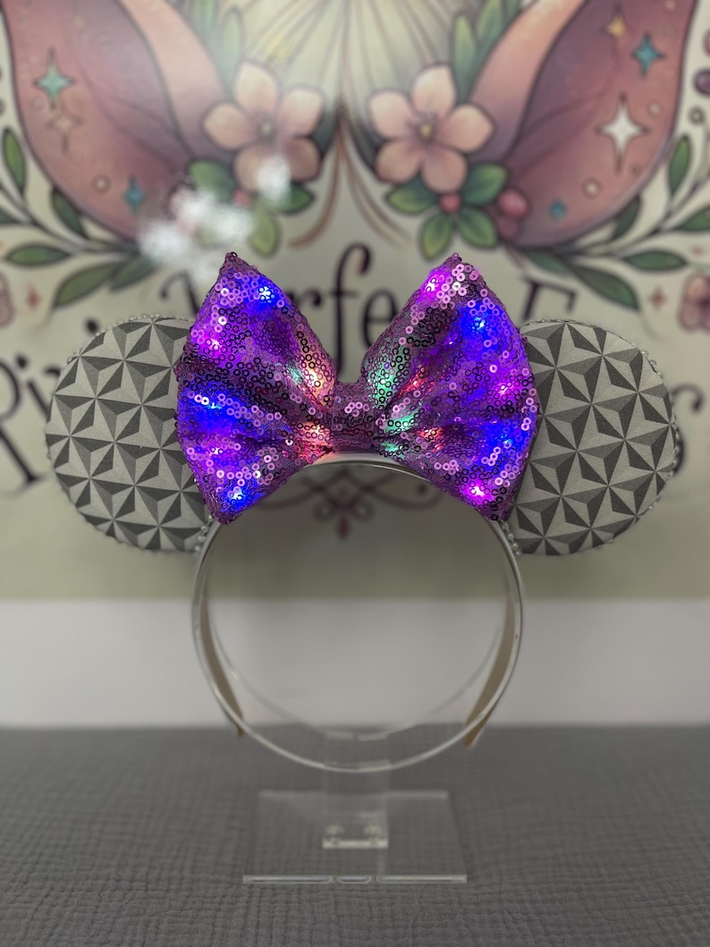 Epcot Inspired Spaceship Earth Disney Mouse Ears With Dual Light up ...