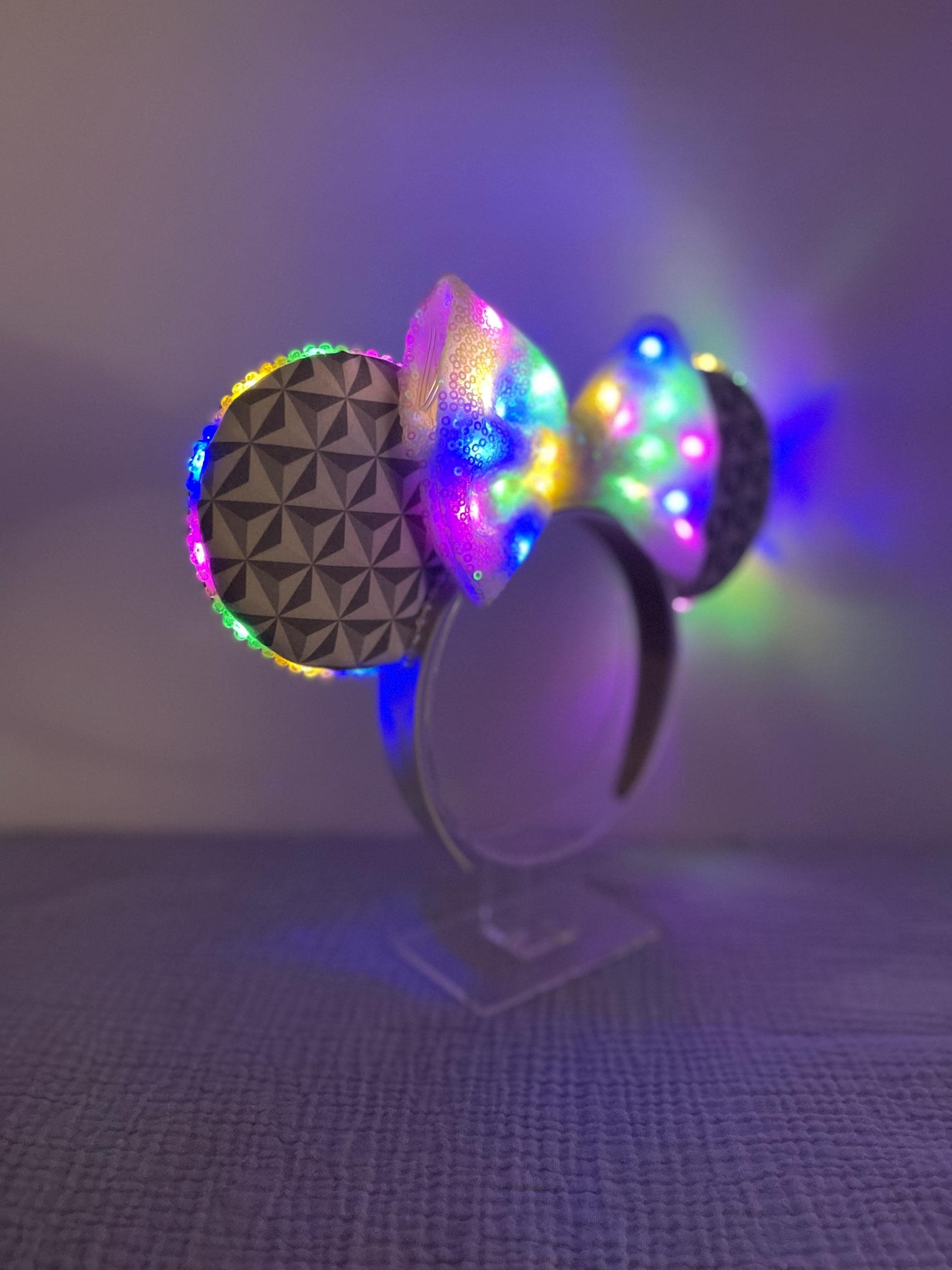 Epcot Inspired Spaceship Earth Disney Mouse Ears With Dual Light up ...
