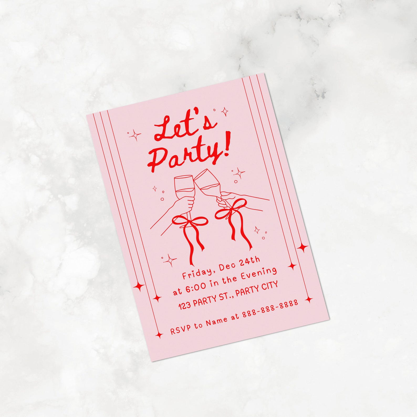 Let's Party Invitation Template - Cheers Illustration - Easy ...