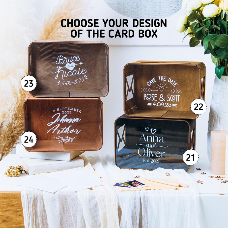 Personalized Wedding Card Box for Gifts and Cards, Custom Card Box for ...