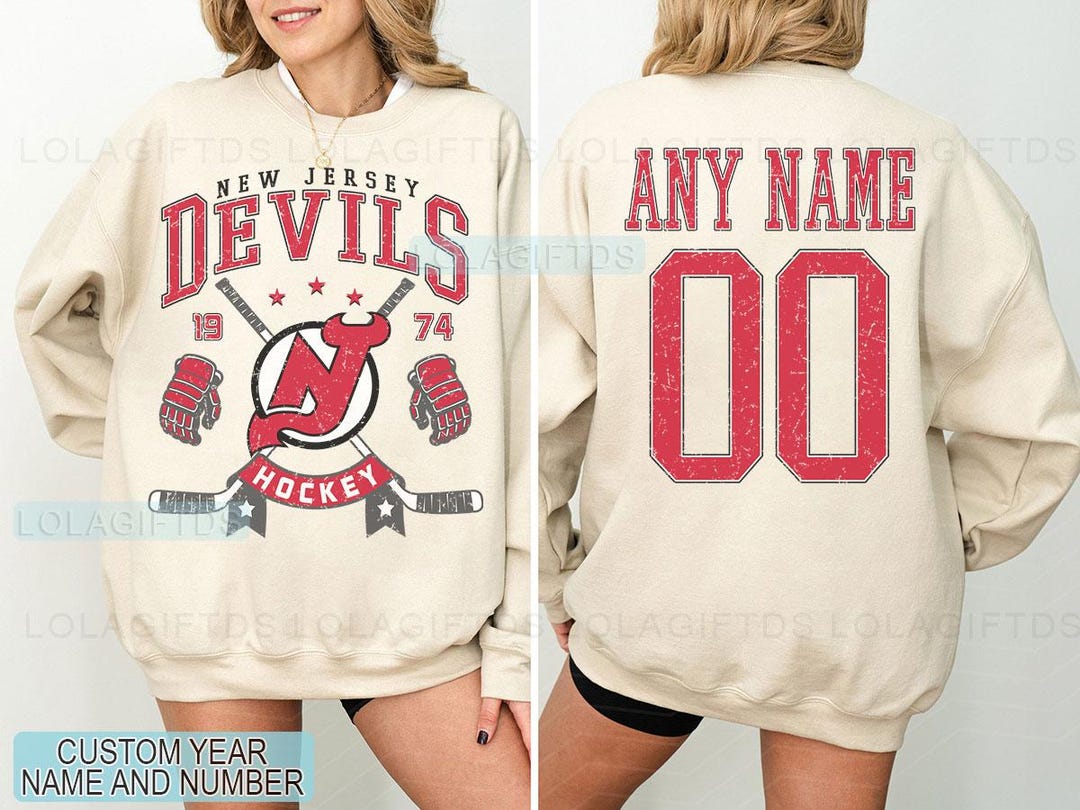 Personalized New Jersey Hockey Sweatshirt, New Jersey Devils Crewneck, New Jersey Hockey Shirt ...