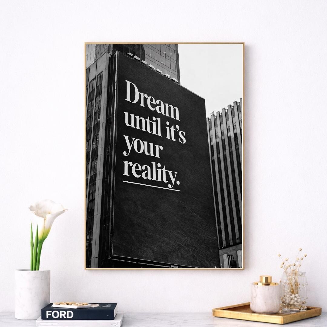 Motivational Typography Wall Art | Black and White Quote | Office Wall ...