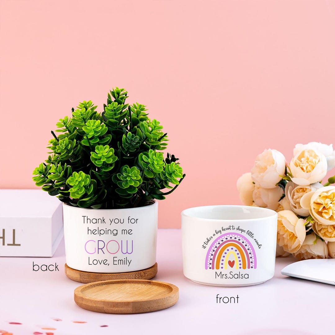 Personalized Teacher Plant Pot – Thank You for Helping Me Grow – Custom ...