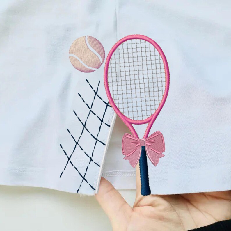 Tennis Ball & Racket Split Seam Side Bow Machine Embroidery Design ...