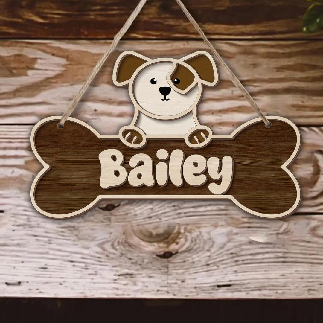 Personalized Pet Tag Wooden Dog Name Tag Dog Kennel Sign Dog Room Sign ...
