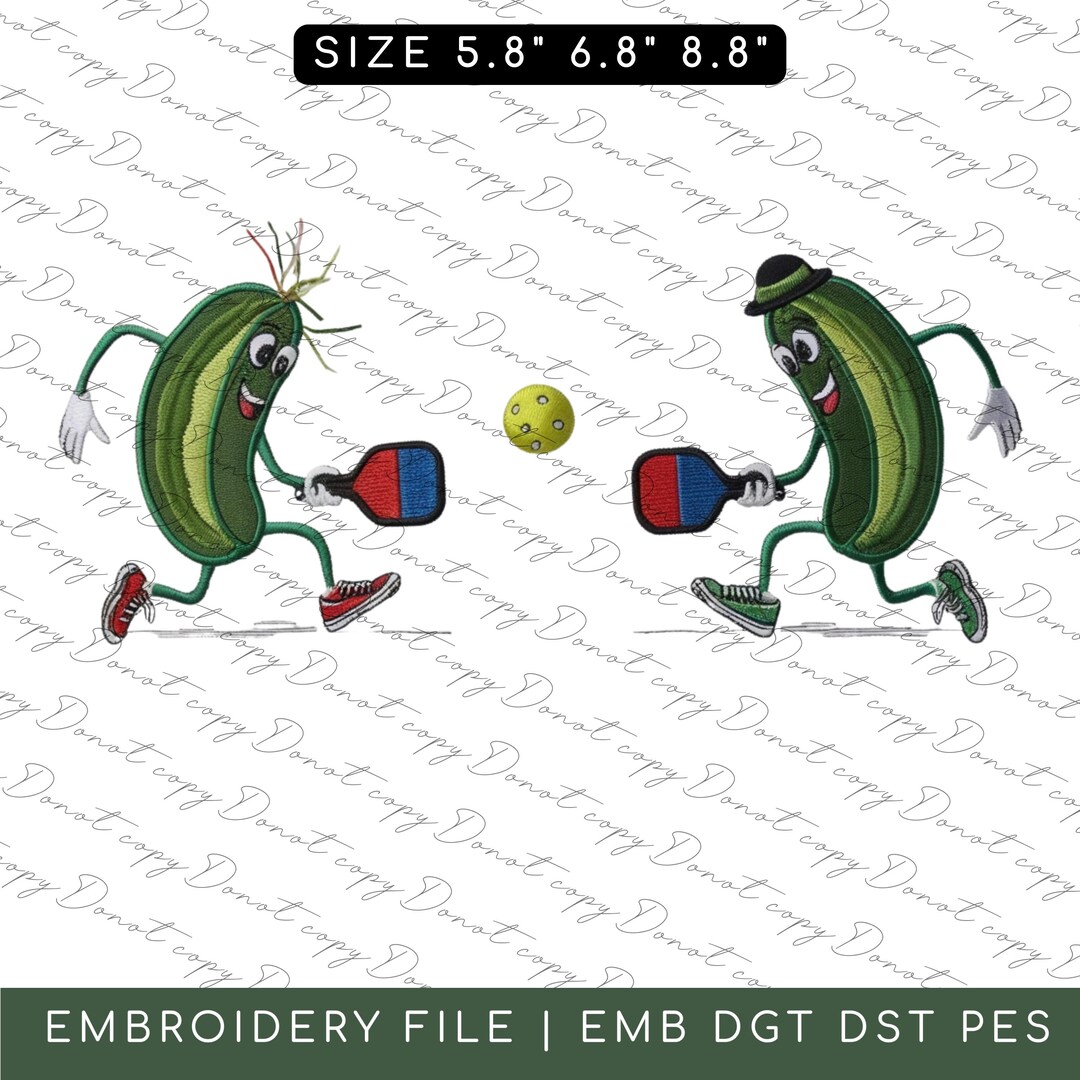 Pickleball Pickle Appliqué Embroidery Design Fun and Playful Pickles ...
