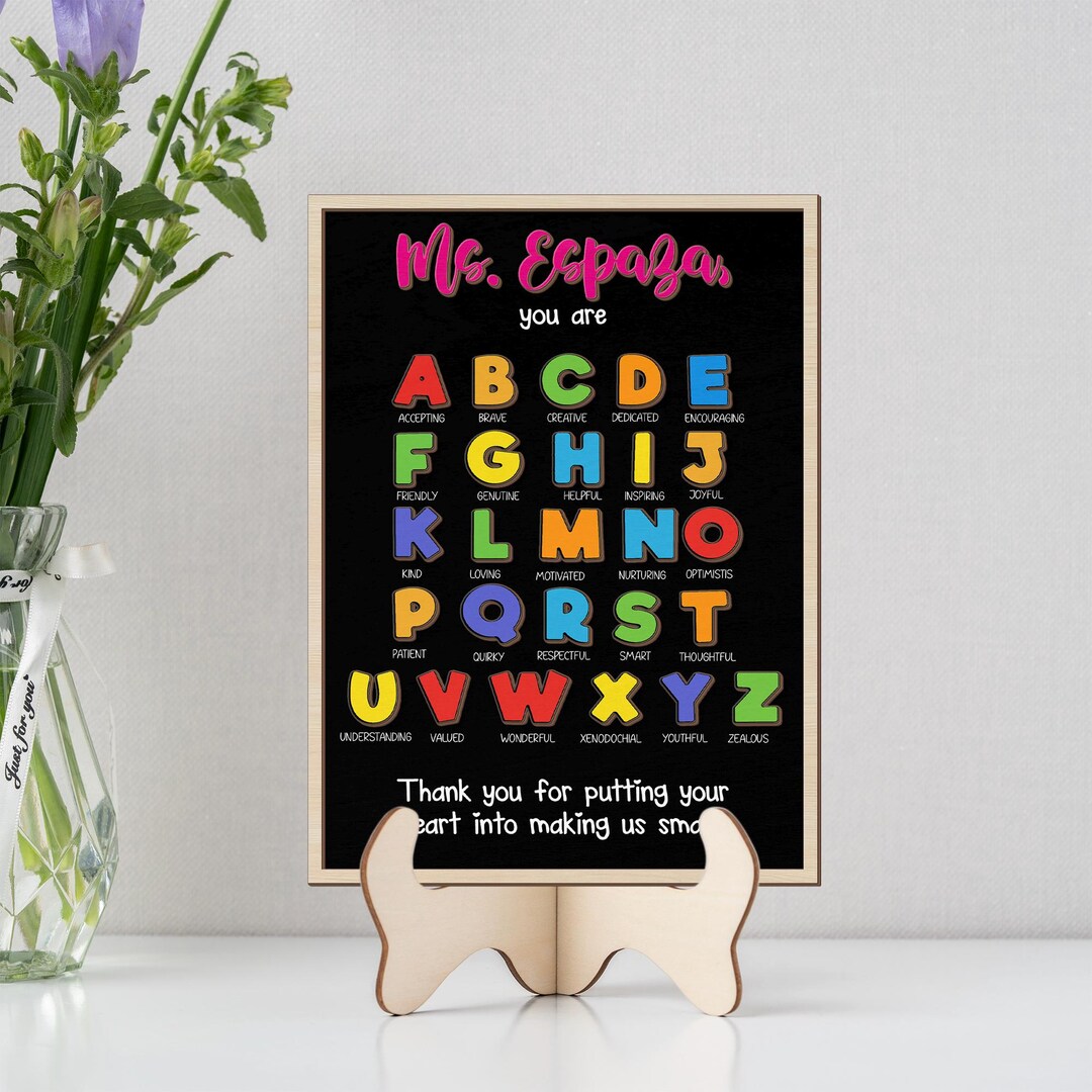 Personalized Teacher ABC Appreciation Wood Sign Preschool Teacher Gift ...