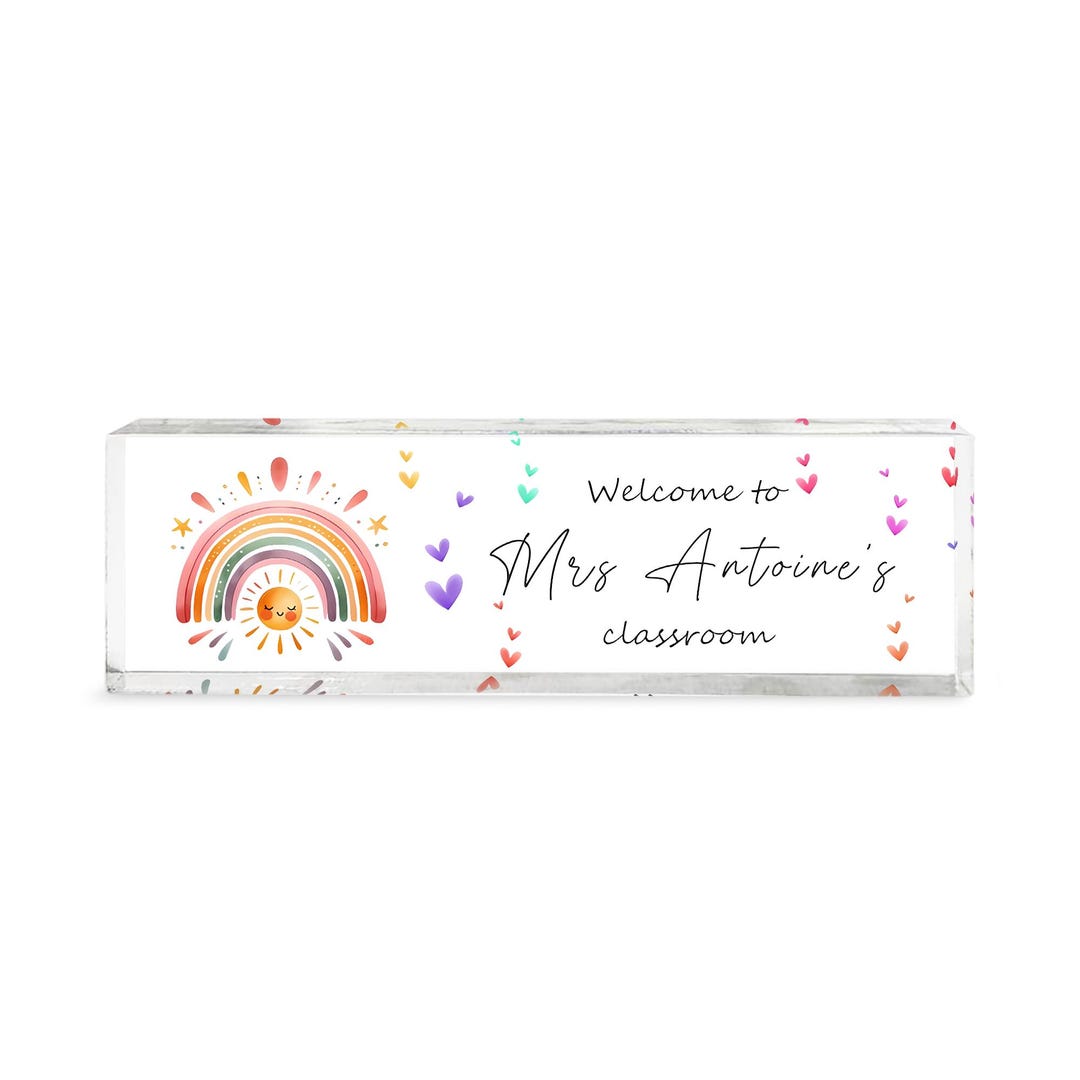 Custom Teacher Desk Name Plate, Acrylic Block Desk Sign, Teacher ...