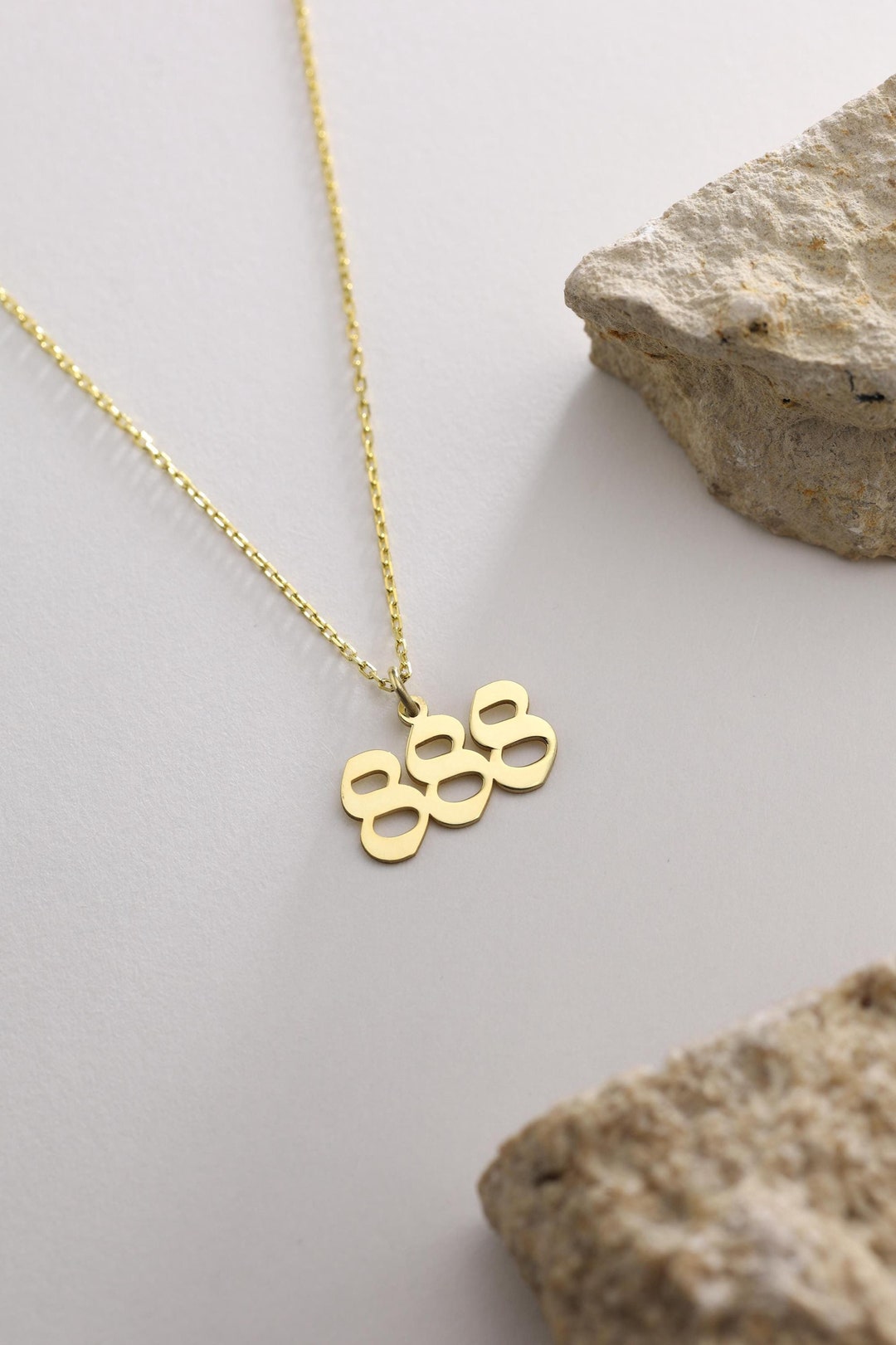 Angel Number Necklace - Custom Sterling Silver 444 Necklace With Curb ...