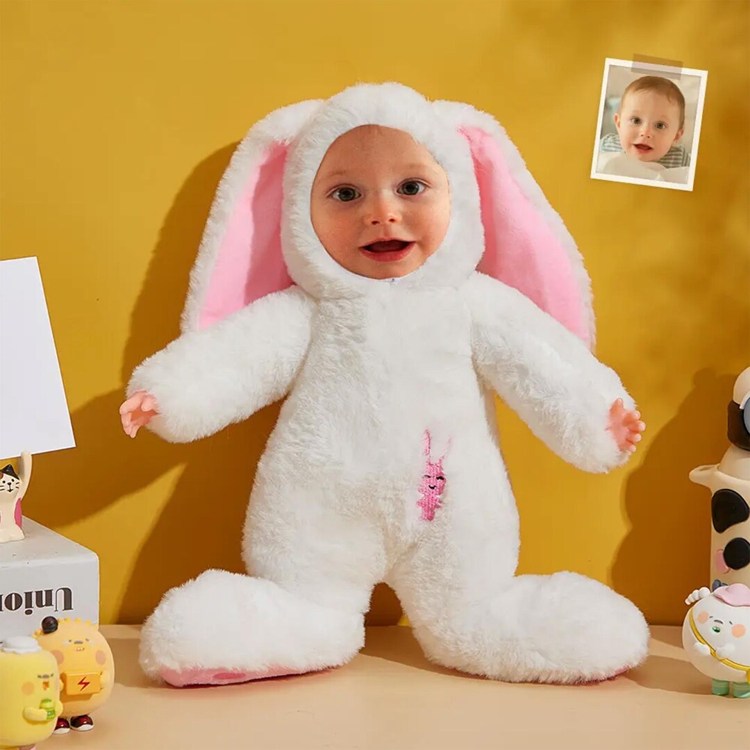 Custom Photo Face Doll, Plush Bunny Cute Gift, Custom Face Doll ...