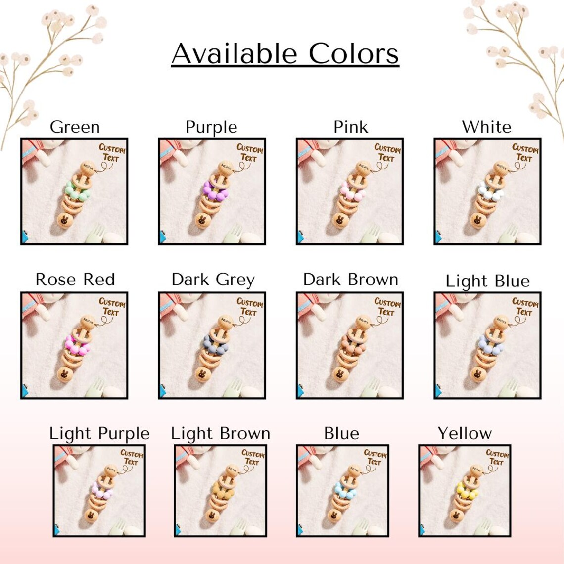 Personalized Wooden Baby Rattle With Engraved Name Toy, Baby Shower ...